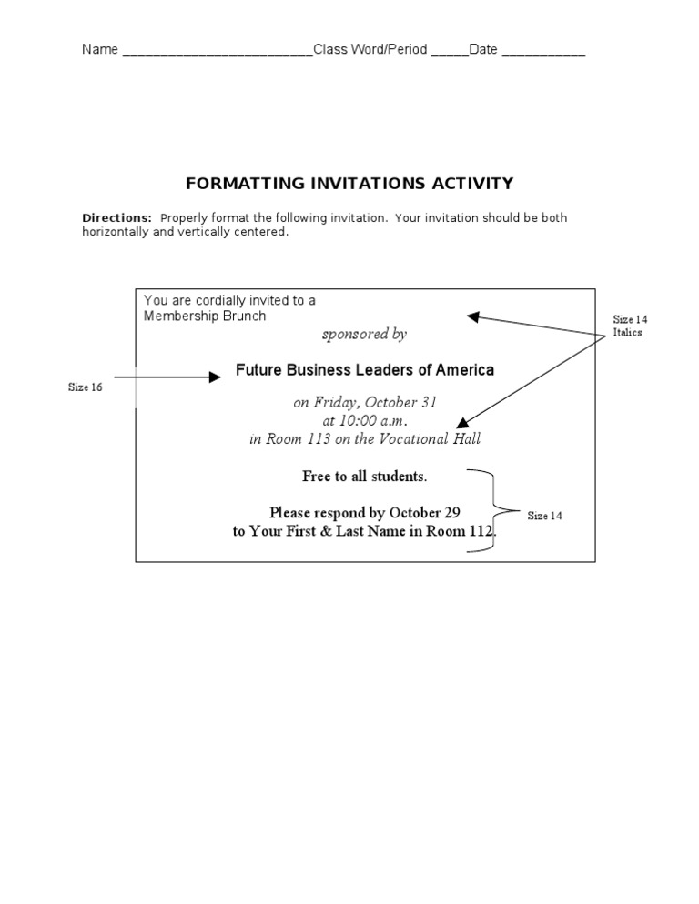 Formatting A Document-Invitation | PDF