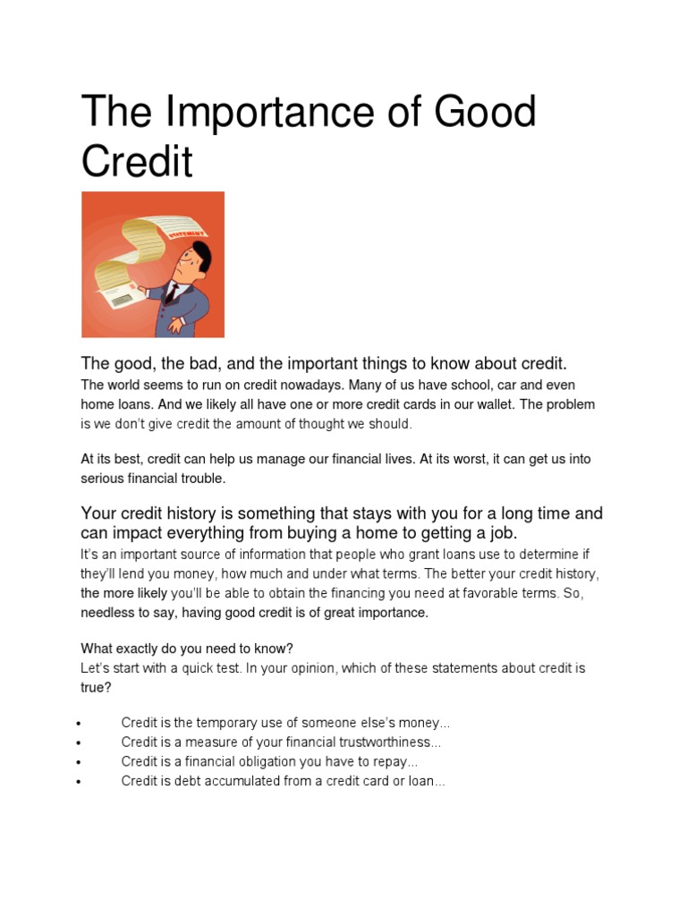 The Importance of Good Credit | PDF | Credit History | Credit Score