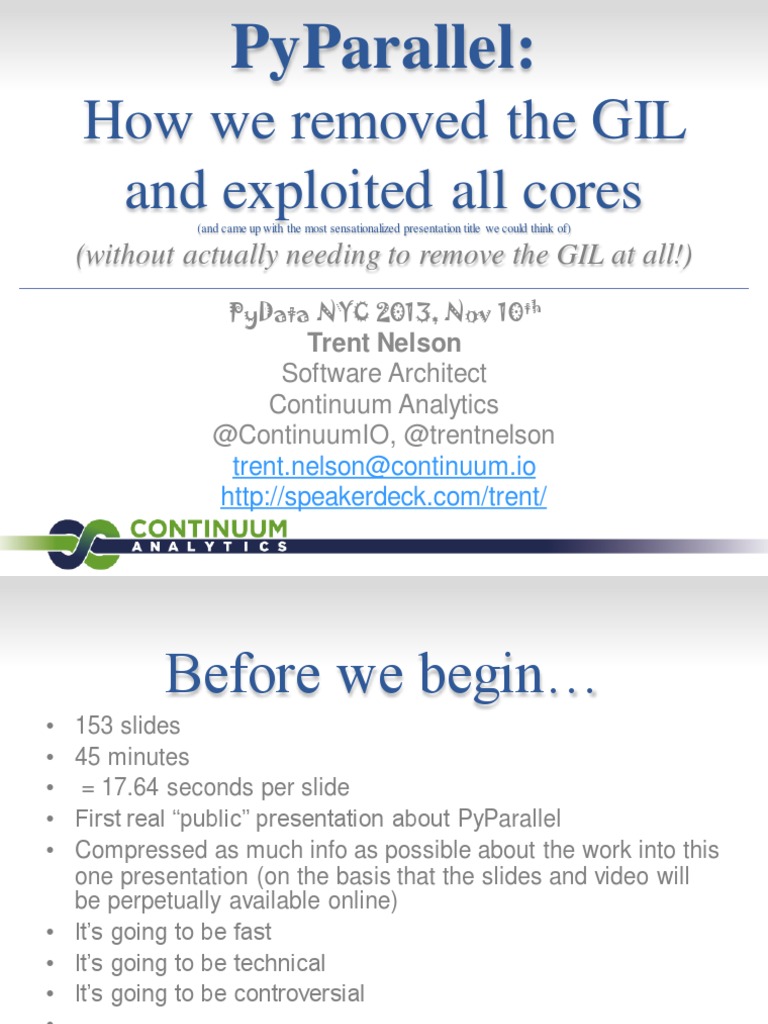 PyParallel: Exploiting All Cores Without Removing GIL | PDF | Thread (Computing) | Network Socket