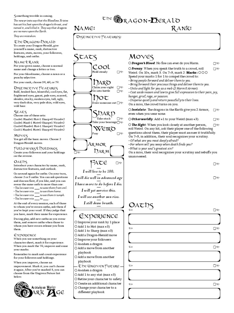 Dragon-Herald: Apocalypse World | PDF | Religion And Belief