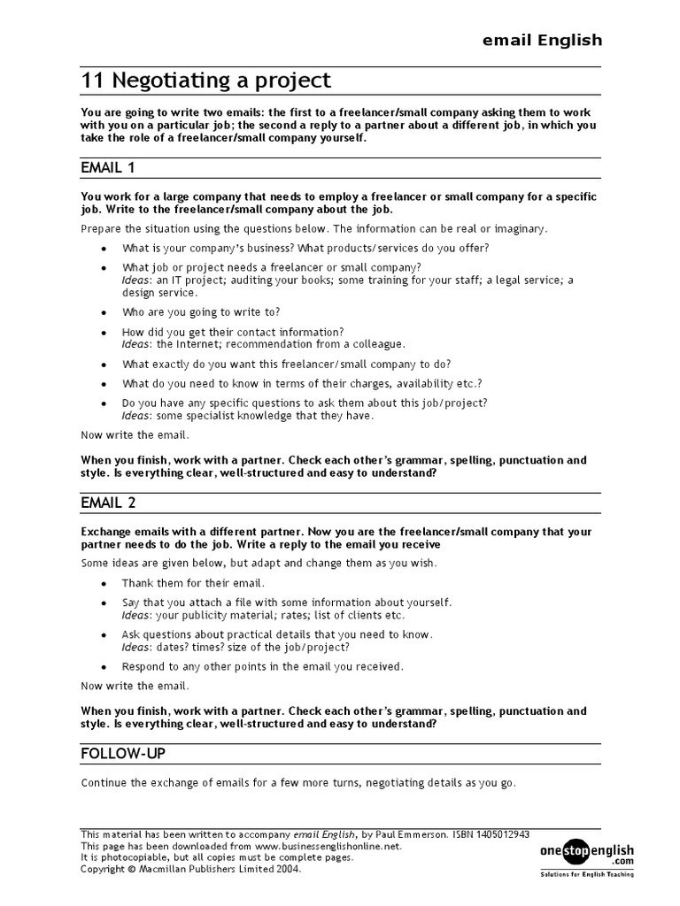 Negotiating A Project | PDF | Freelancer | Email