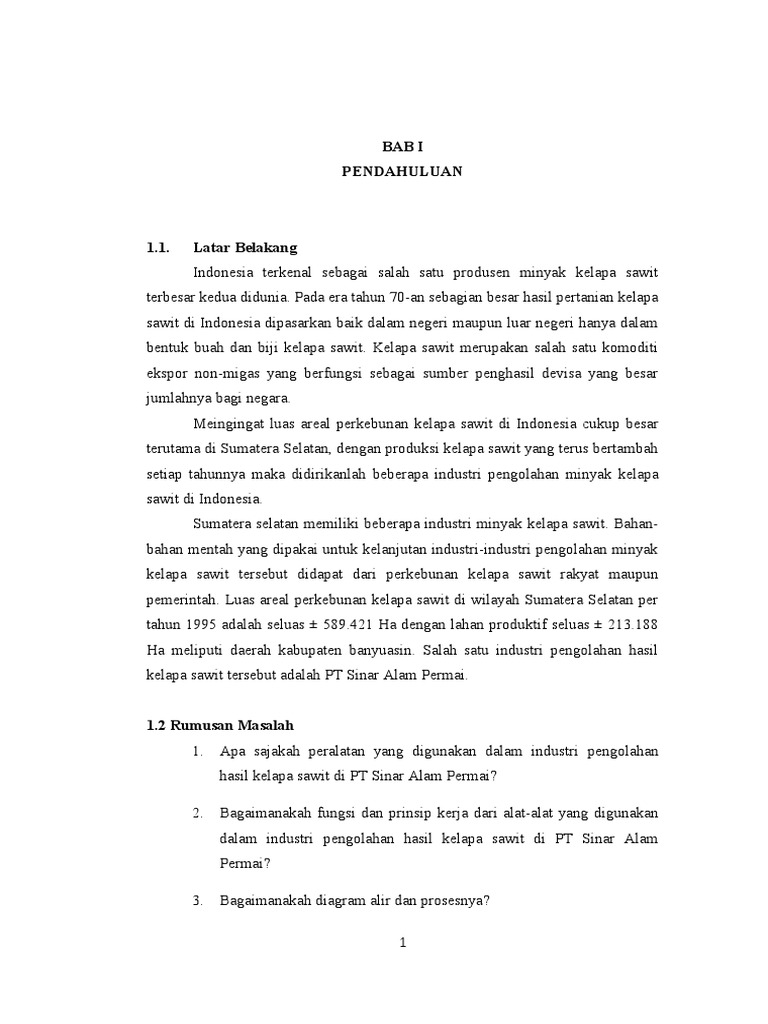 Industri Minyak Sawit PT Sinar Alam | PDF | Teknologi & Rekayasa