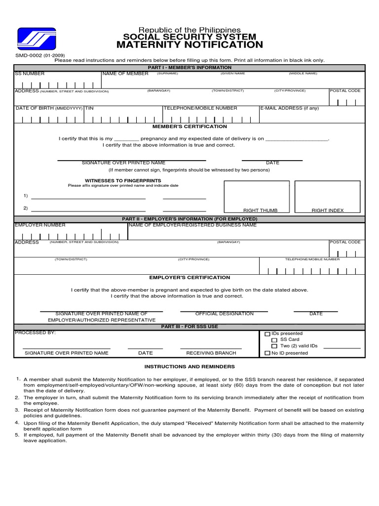Maternity Notification Form2010 | PDF | Signature | Employment