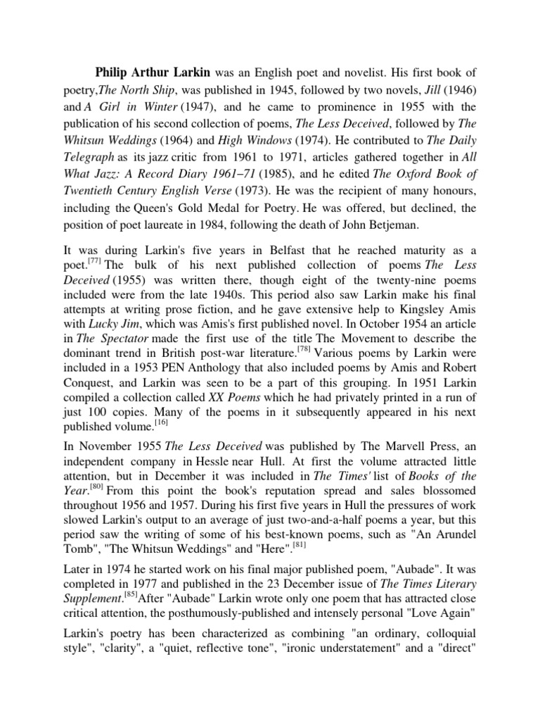 Philip Arthur Larkin | PDF | Poetry