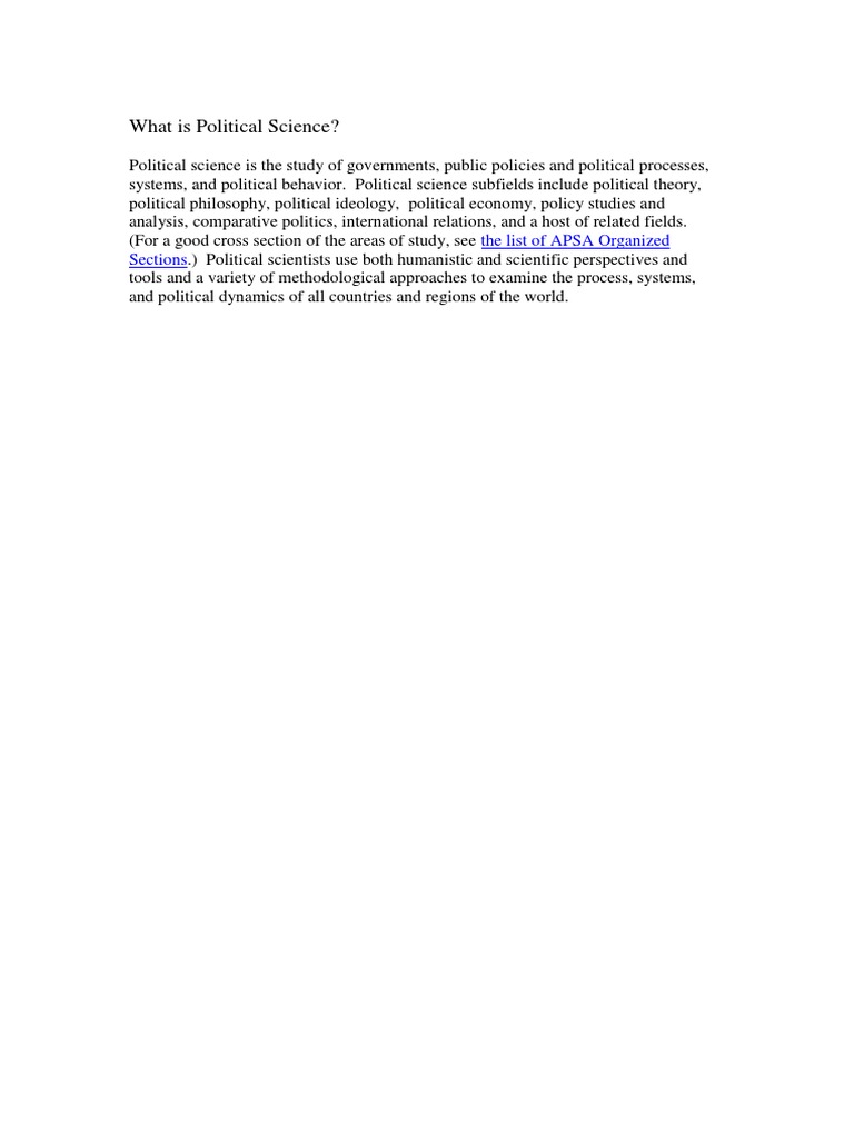 Overview of Political Science Fields | PDF
