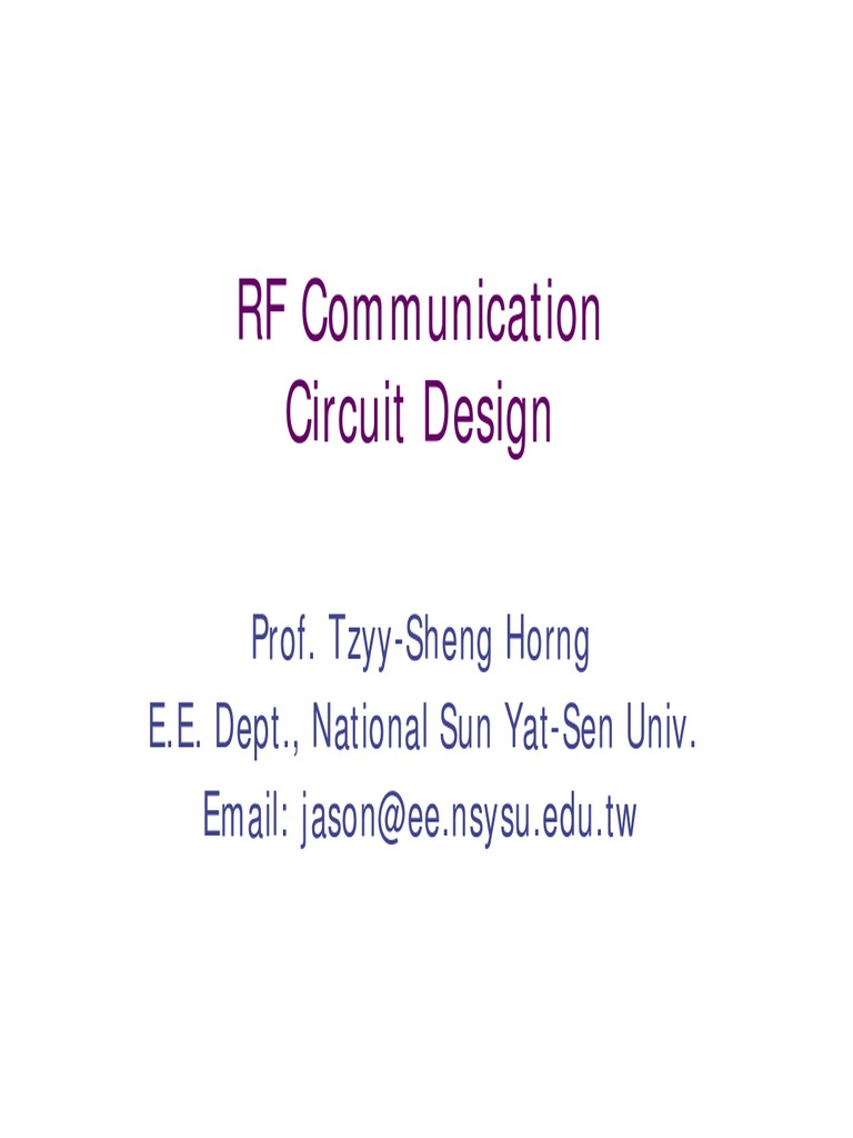 RF Communication Circuit Design | PDF | Duplex (Telecommunications ...