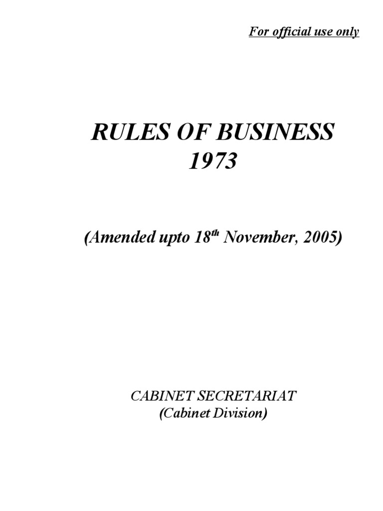 Rules of Business | PDF | Document | Legal Documents