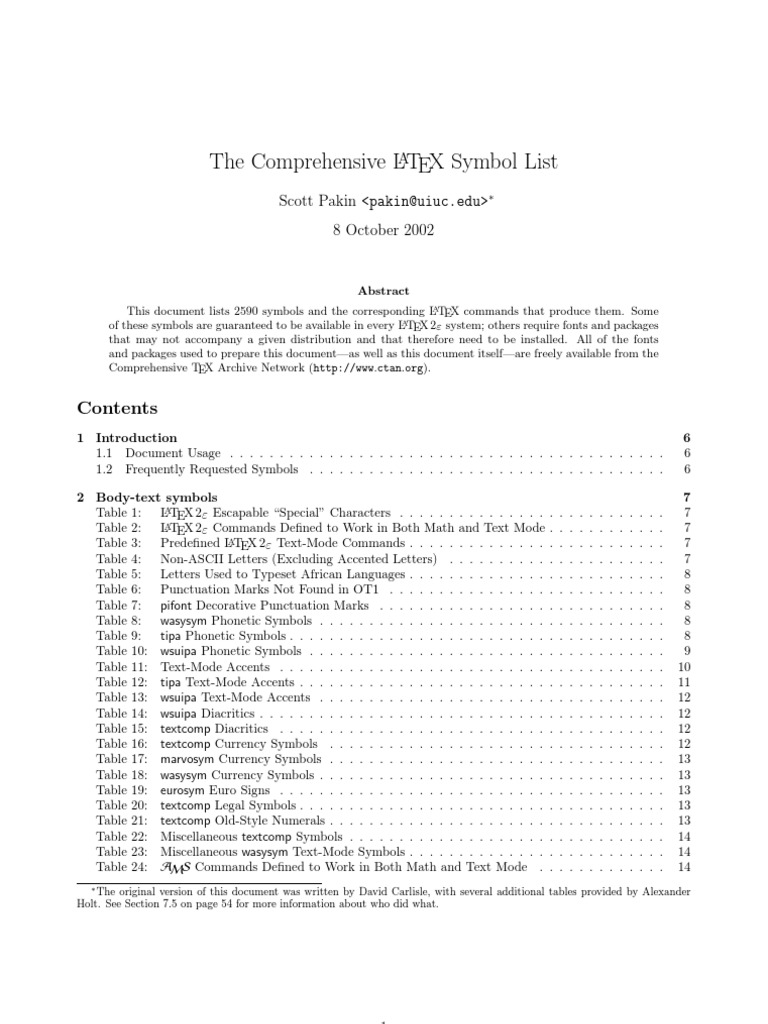 Latex Symbols Reference | PDF | Te X | Encodings