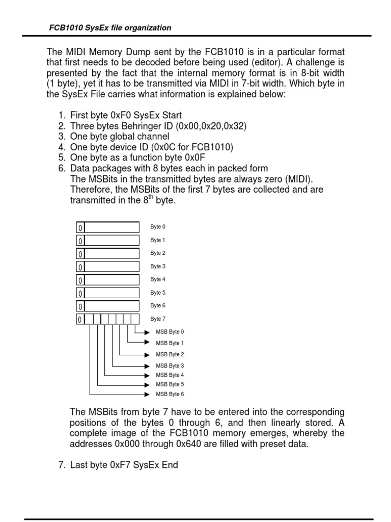 fcb1010 Sysex Specification | PDF | Electronics | Electronic Engineering
