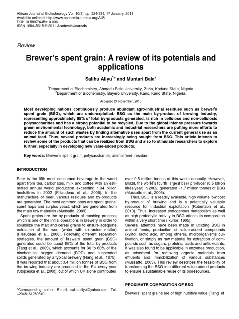 Aliyu and Bala | PDF | Brewing | Dietary Fiber