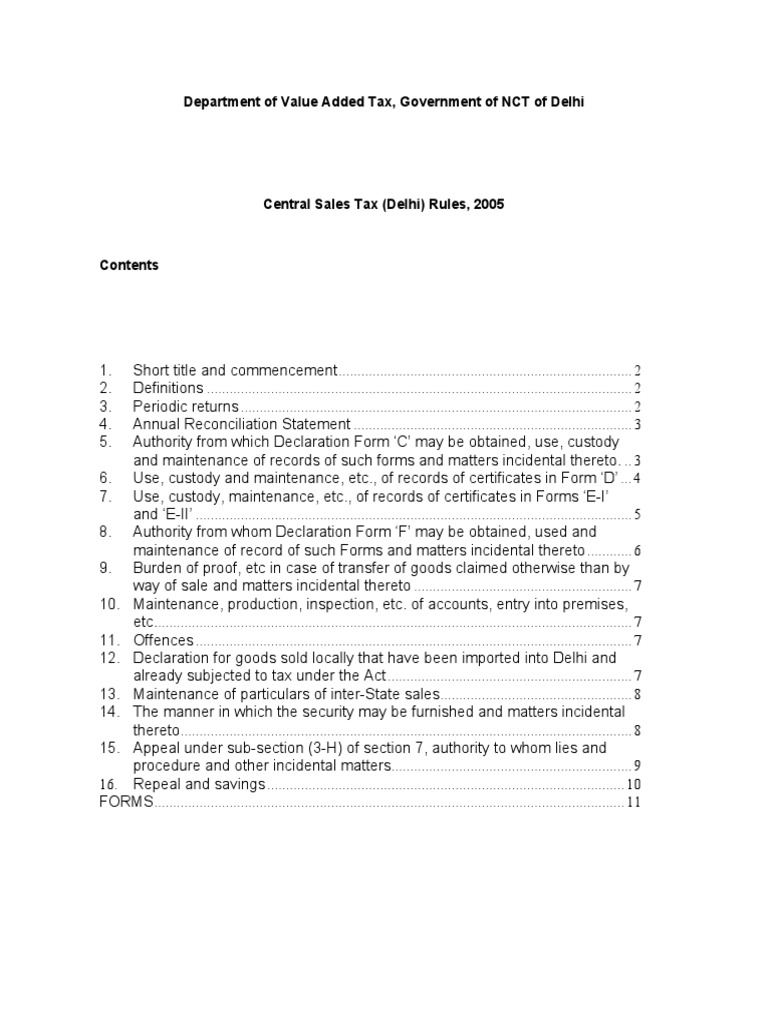 CST - Delhi - Rules 2005 - Delhi | PDF | Social Institutions | Social ...