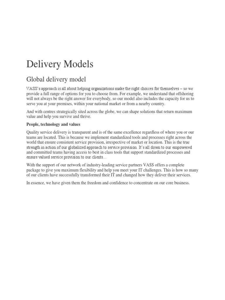 Delivery Models | PDF | Software Testing | Software Development