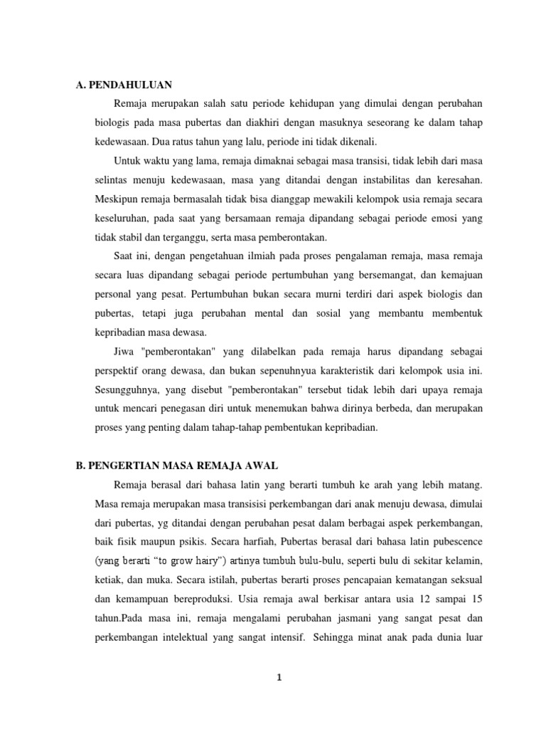 Masa Remaja Awal | PDF