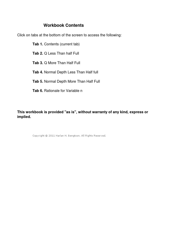 Partially Full Pipe Flow Calculations Spreadsheet | PDF | Chemical ...
