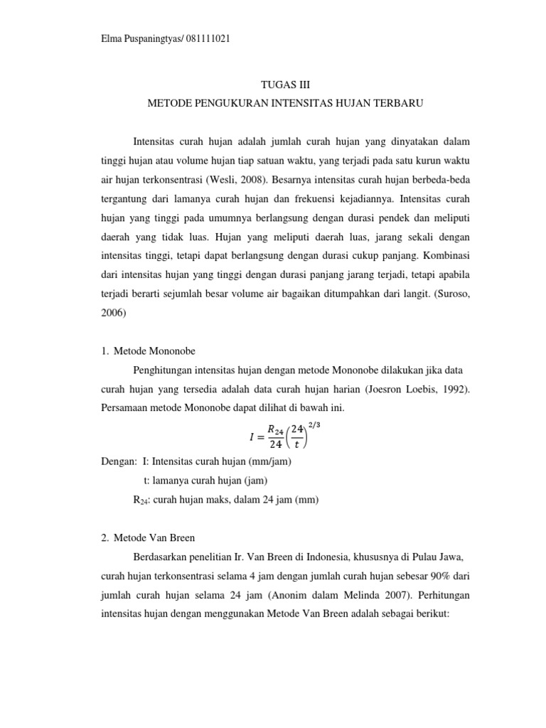 Metode Mononobe untuk Intensitas Hujan | PDF