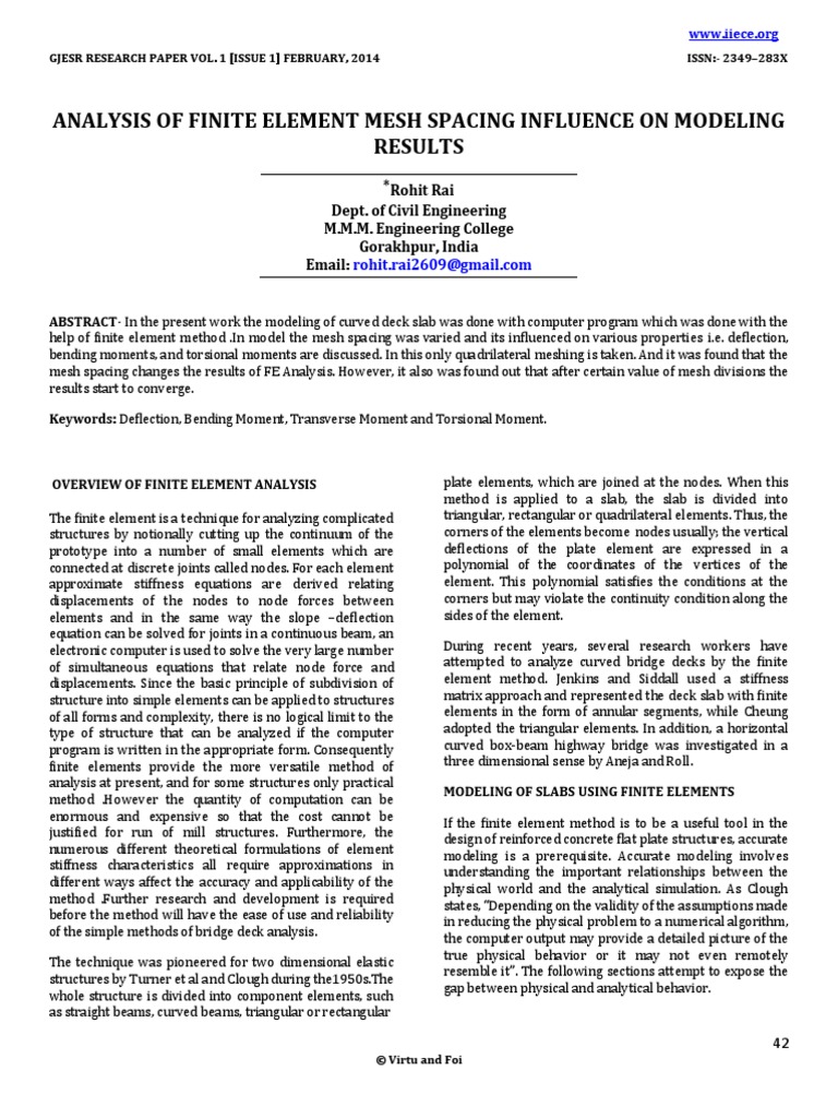 Analysis of Finite Element Mesh Spacing Influence On Modeling Results ...