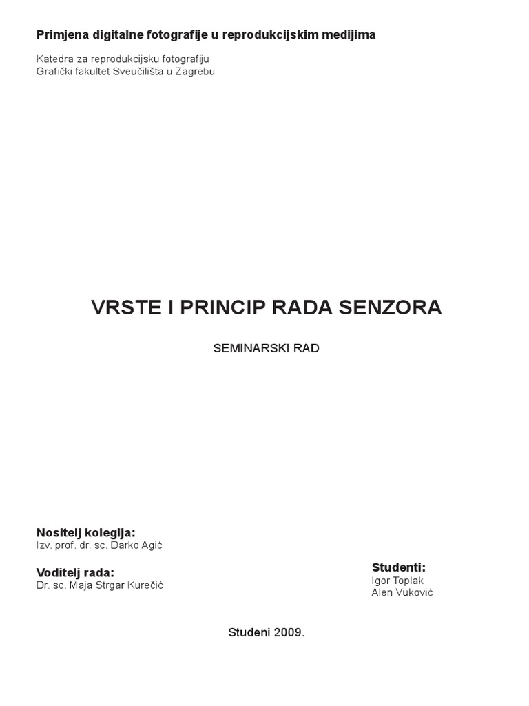 Vrste I Princip Rada Senzora | PDF