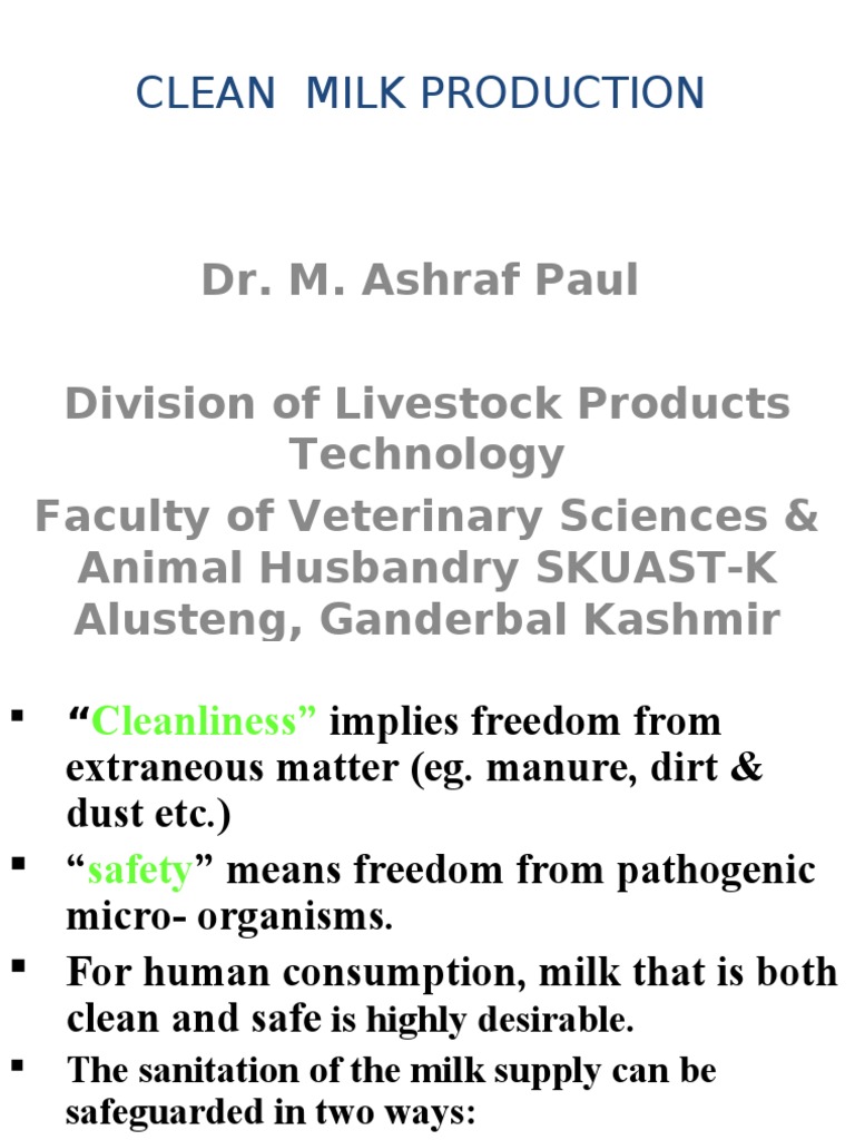Clean Milk Production | PDF | Hygiene | Dairy
