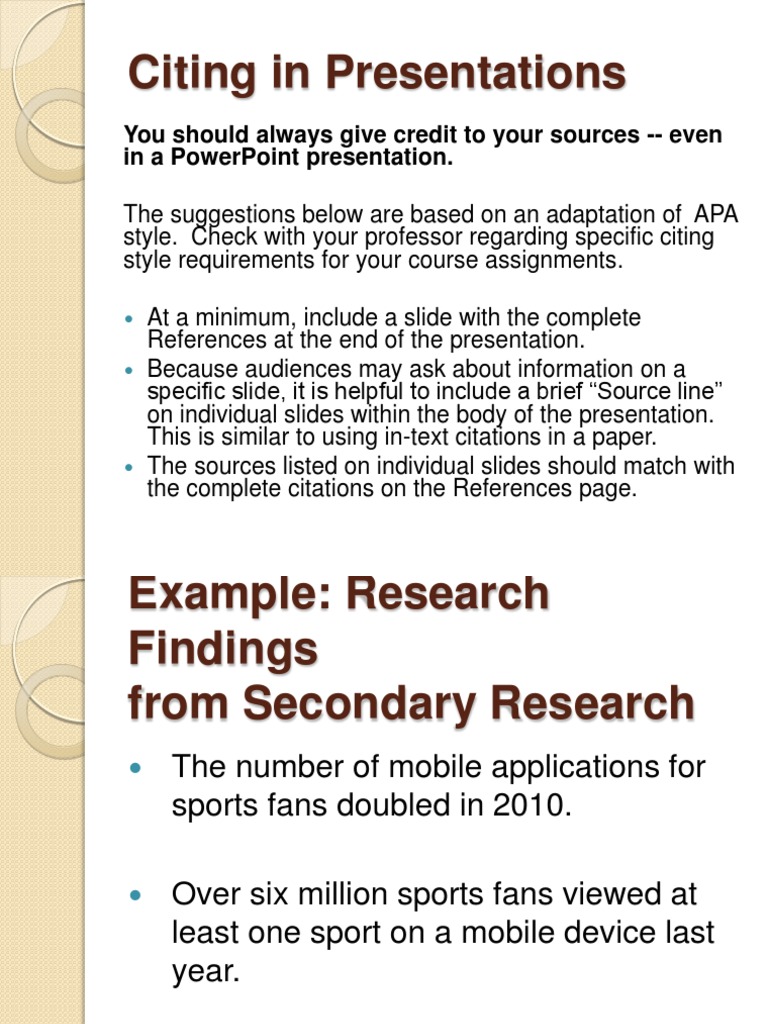 Citing in Presentations Using APA Style | PDF