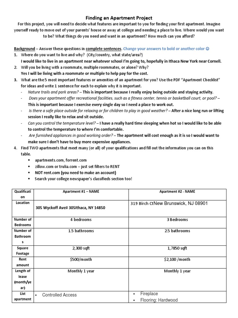 Apartment Search and Roommate Planning | PDF | Roommate | Apartment