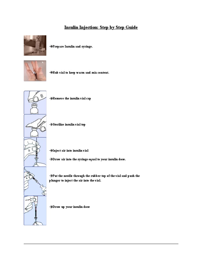 Insulin Injection: Step by Step Guide: Plunger To Inject The Air Into ...