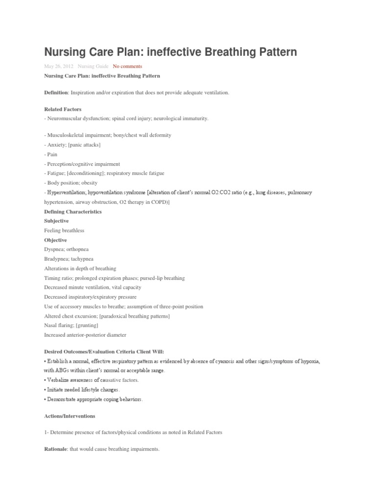 Ncp-Ineffective Breathing Pattern | PDF | Respiratory System | Breathing