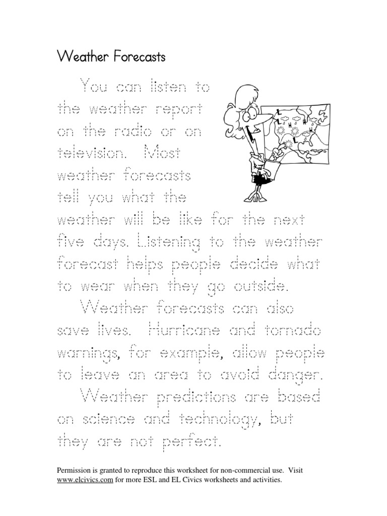 ESL Weather Forecast Guide | PDF | Foreign Language Studies | Wellness