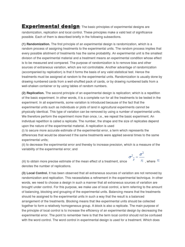 Experimental Design Principles | PDF | Experiment | Design Of Experiments