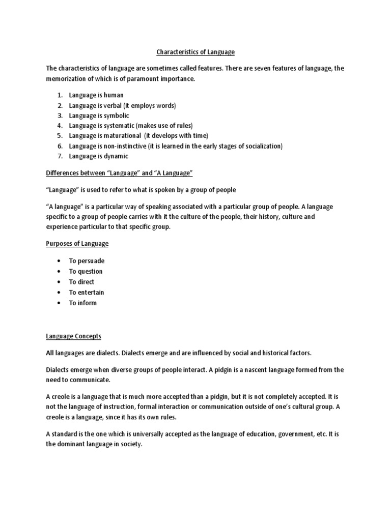 Characteristics of Language | PDF | Dialect | Norm (Social)