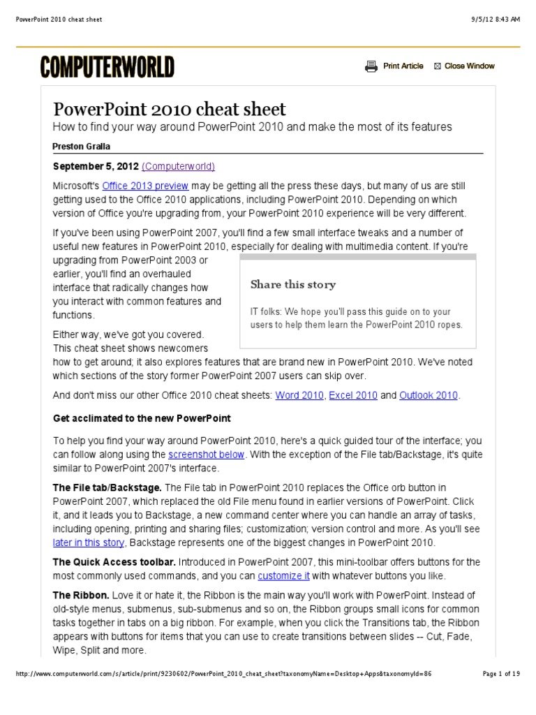 Powerpoint Cheat Sheet | PDF | Keyboard Shortcut | Image Editing
