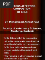 Factors Affecting Milk Composition | PDF | Milk | Cattle