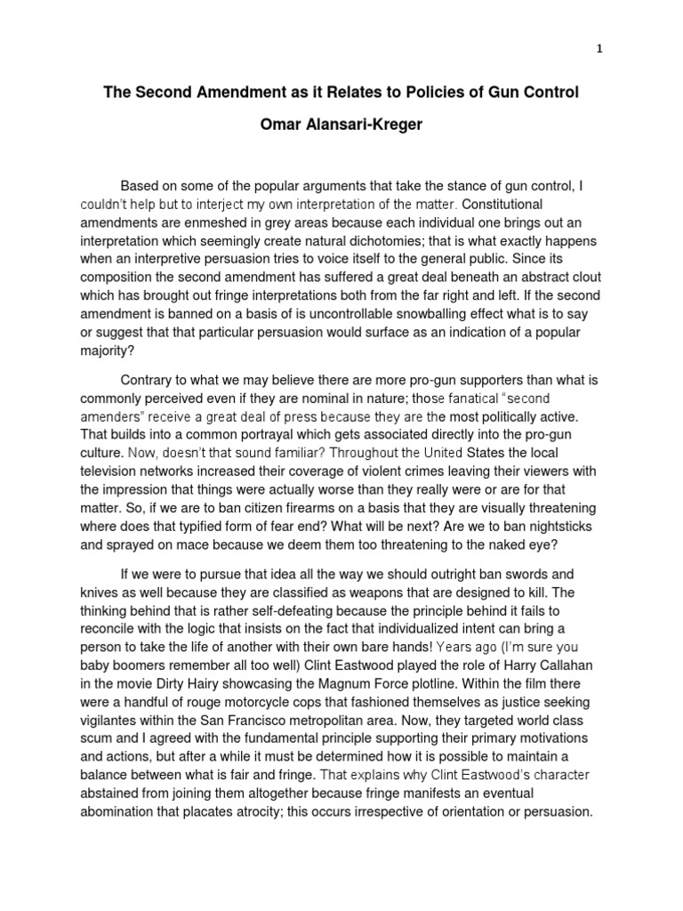 The Second Amendment As It Relates To Policies of Gun Control | PDF ...