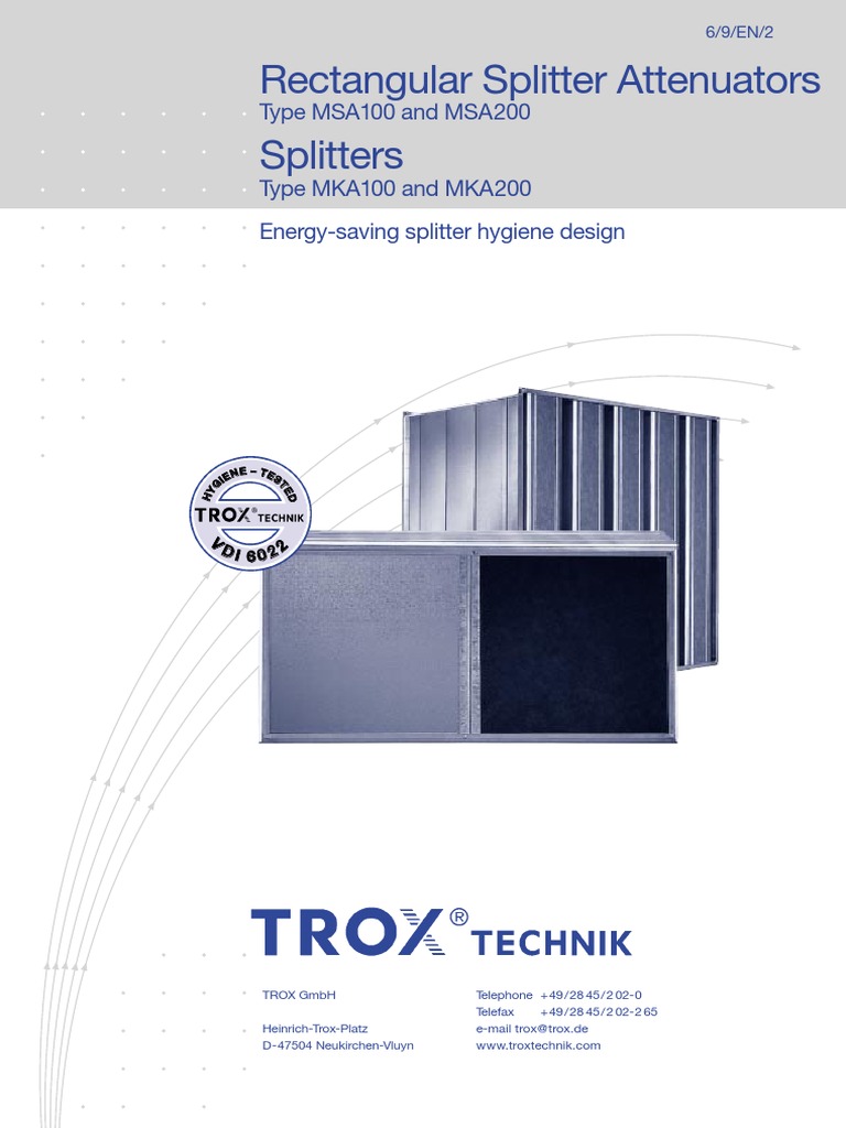 Rectangular Splitter Attenuators Splitters: Type MSA100 and MSA200 ...