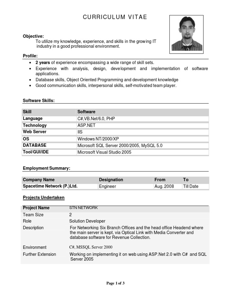 Curriculum Vitae | PDF | Microsoft Sql Server | Software