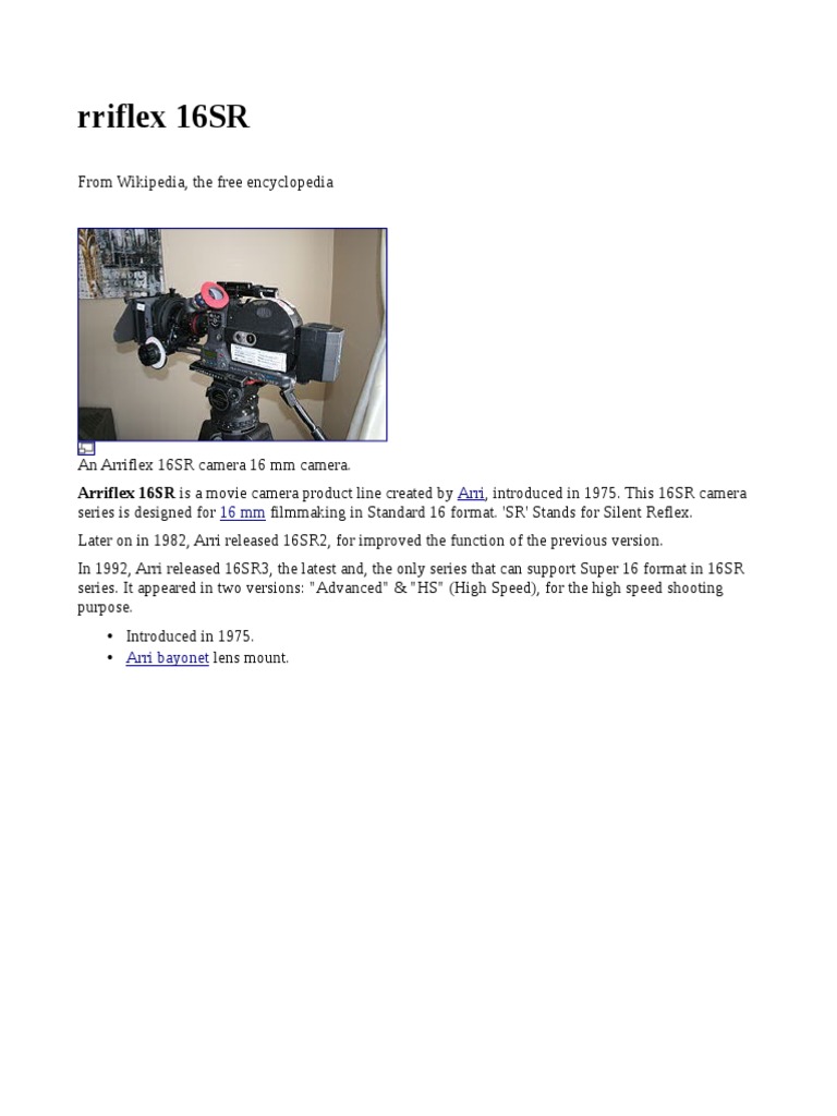 Arri | PDF | Film And Video Technology | Photography Equipment