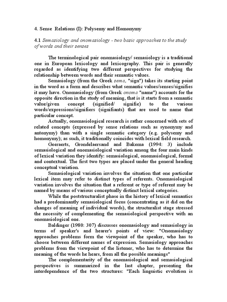 Semasiology vs. Onomasiology Explained | PDF | Dentistry | Semantics