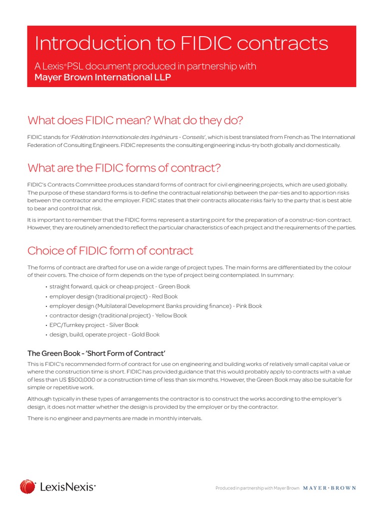 LexisNexis 2012 Intro To FIDIC Contracts | PDF | Business | Finance ...