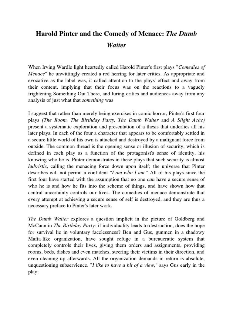 Marin Adrian, 3rd Year Student in English-France - Harold Pinter and ...