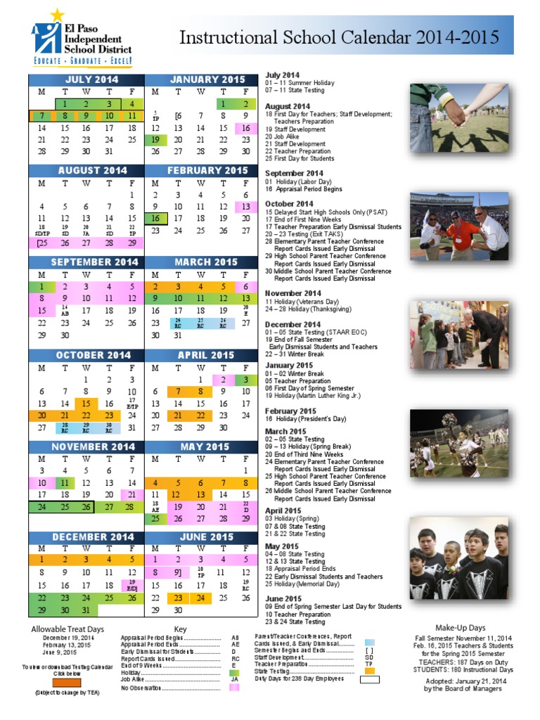 2014-2015 Instructional Calender | PDF | Academic Term | Observances