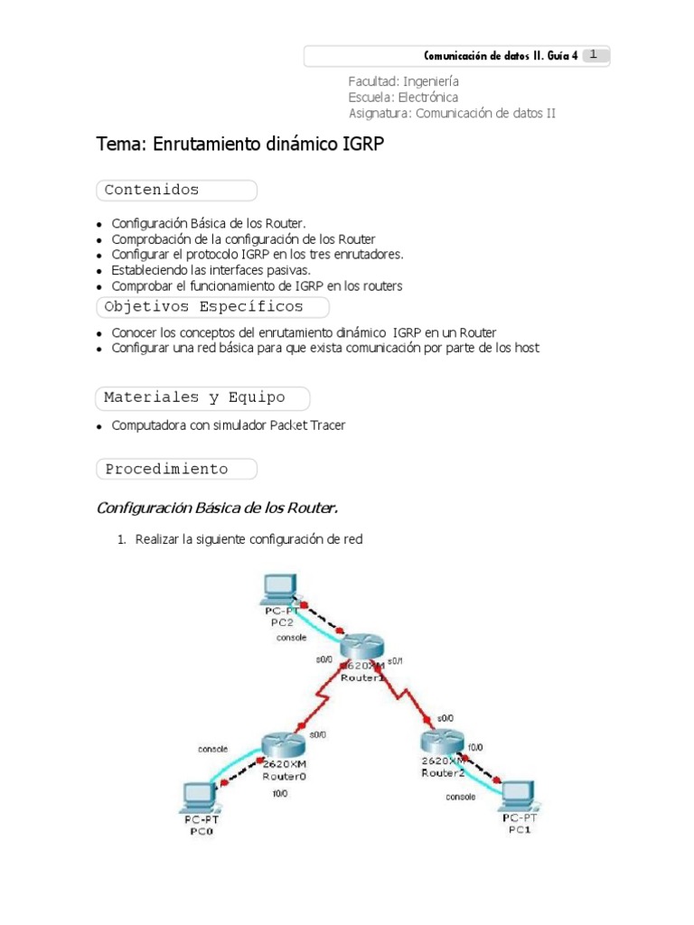 Practica 8 Conf Protocolo IGRP | PDF | Enrutador (Computación) | Protocolos de comunicaciones