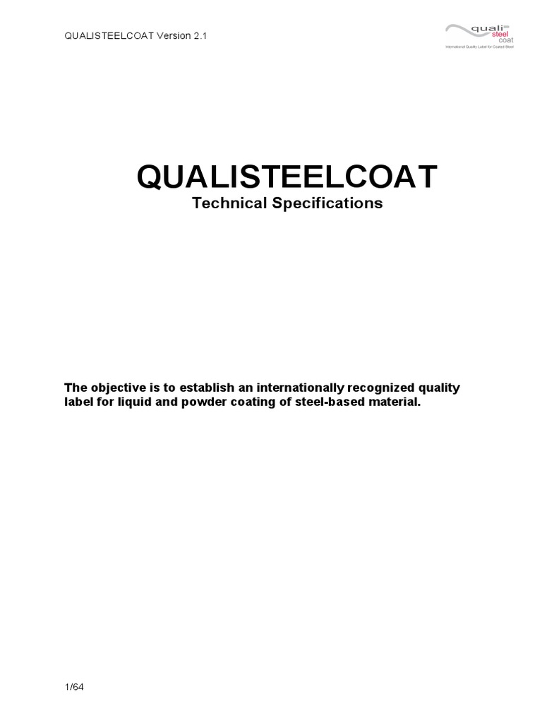 Qualisteelcoat Technical Specifications Version21 31102013 | PDF | Mortar (Masonry) | Galvanization