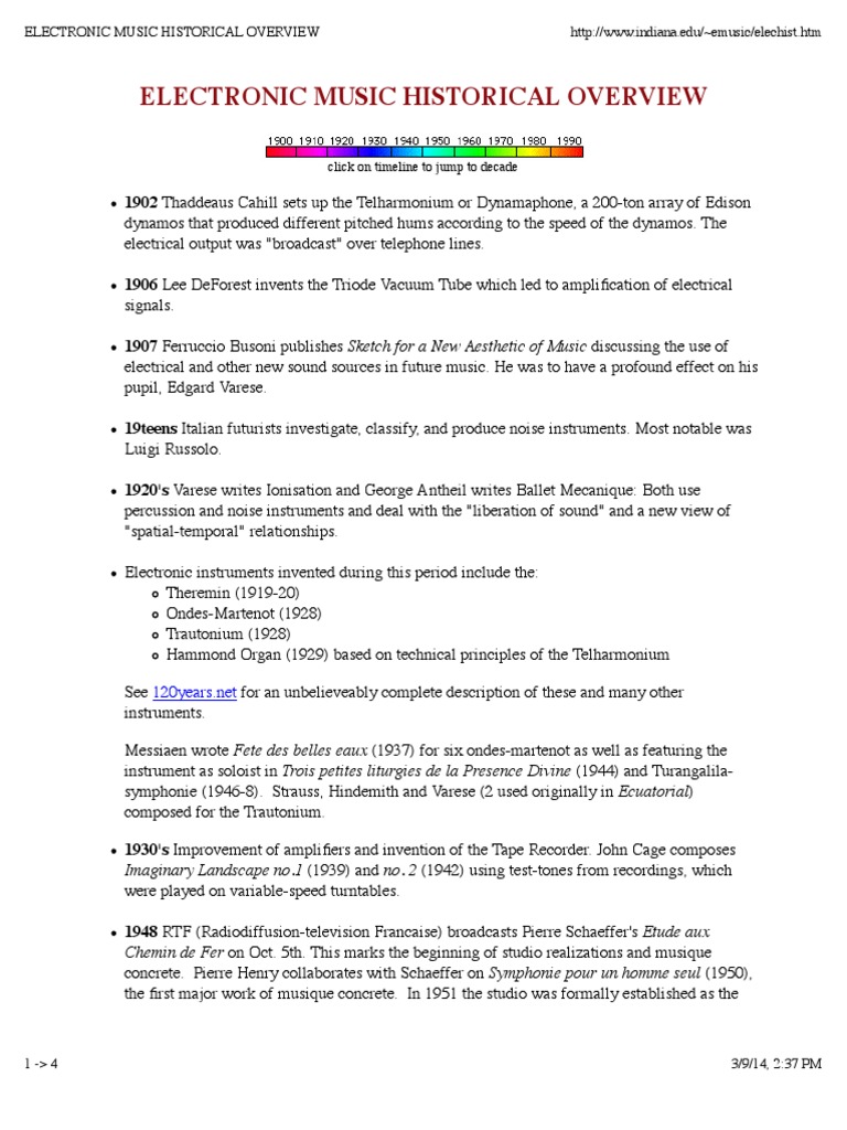 Electronic Music Historical Overview | PDF | Synthesizer | Electronic Music