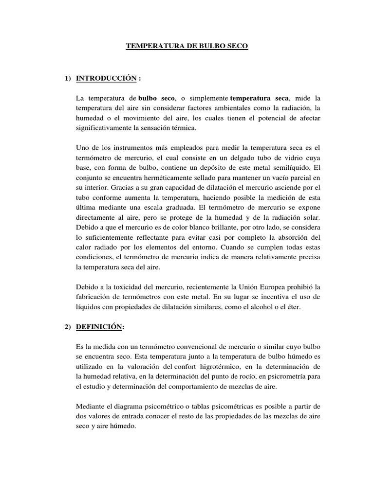 Temperatura de Bulbo Seco | PDF