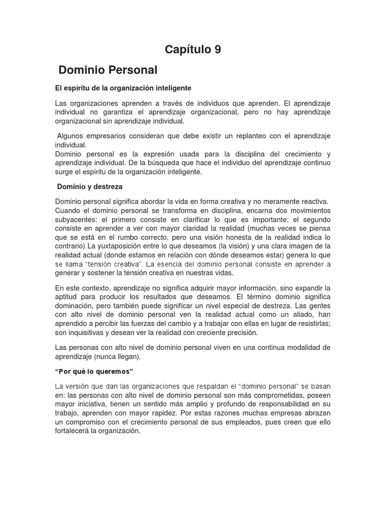 Dominio Personal | PDF | Toma de decisiones | Aprendizaje