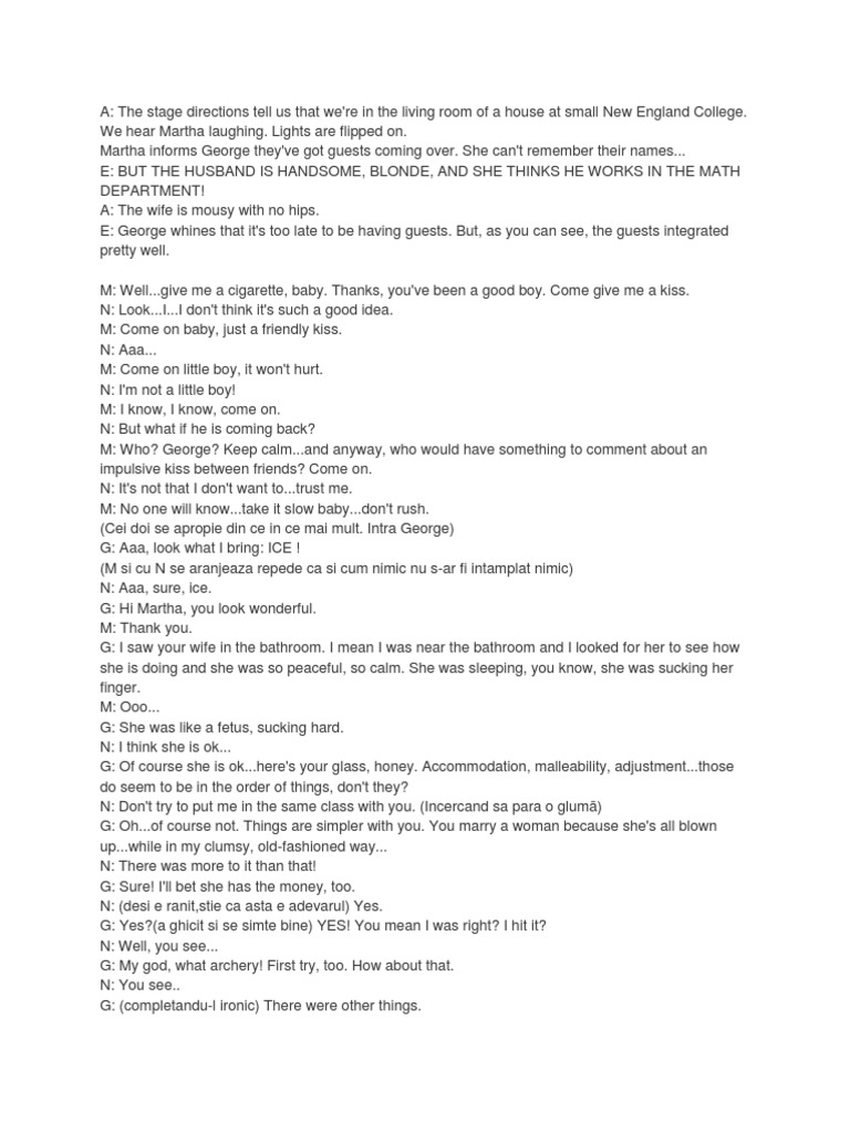 Whos Afraid of Virginia Wolf Script | PDF