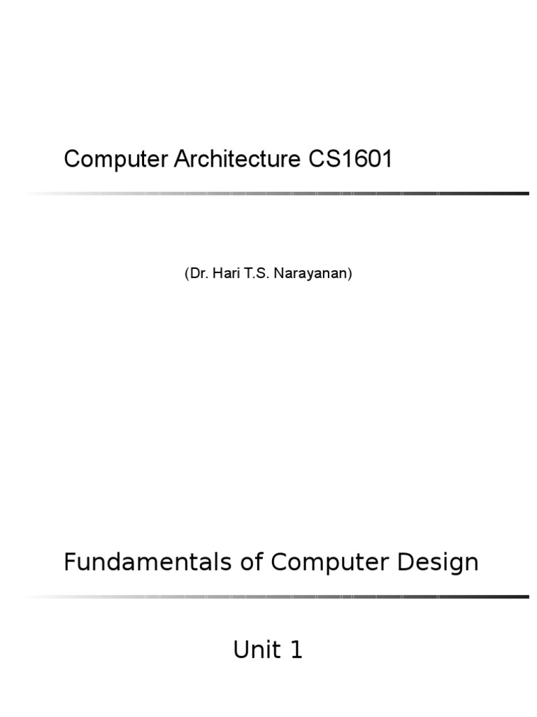 CS1601 Computer Architecture | PDF | Central Processing Unit | Parallel Computing