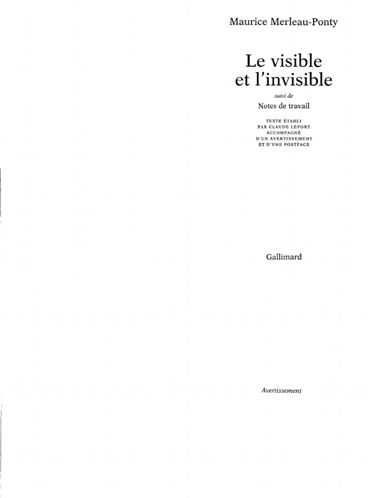 Le Visible Et l Invisible