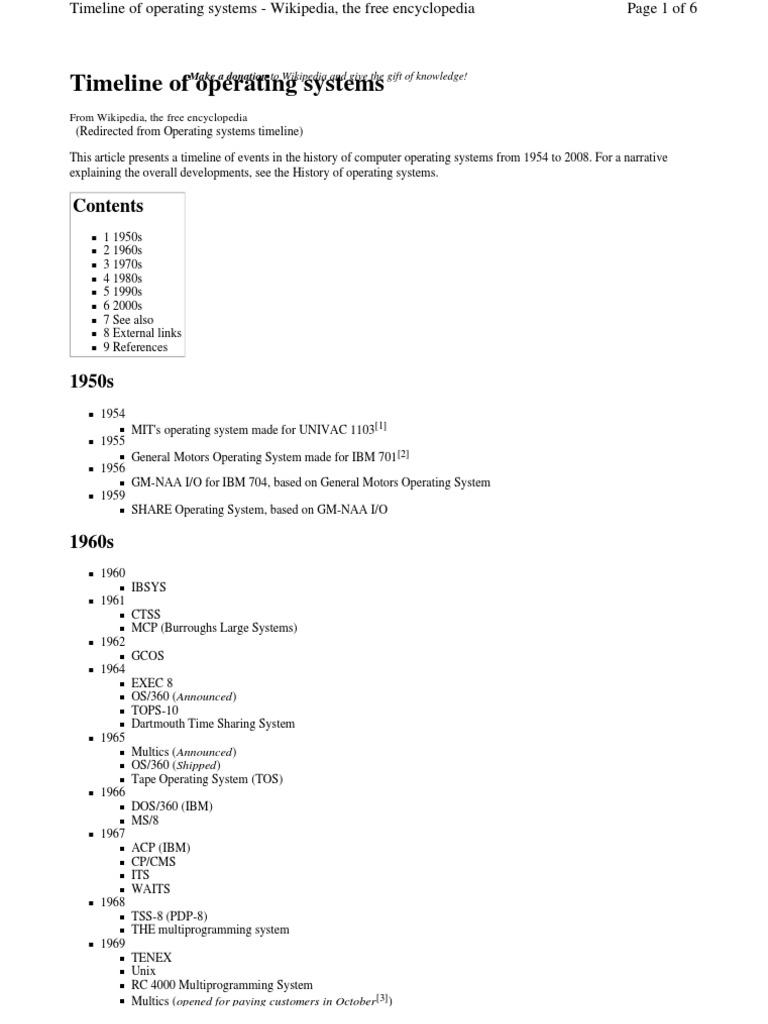 13) Timeline of Operating Systems | PDF | Operating System | Computer ...