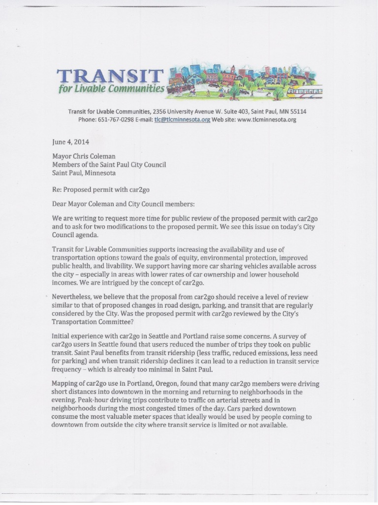 TLC Car2Go Letter | PDF