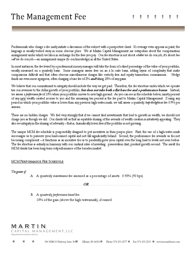 10 2012 Management Fee Structure | PDF | Fee | Investing